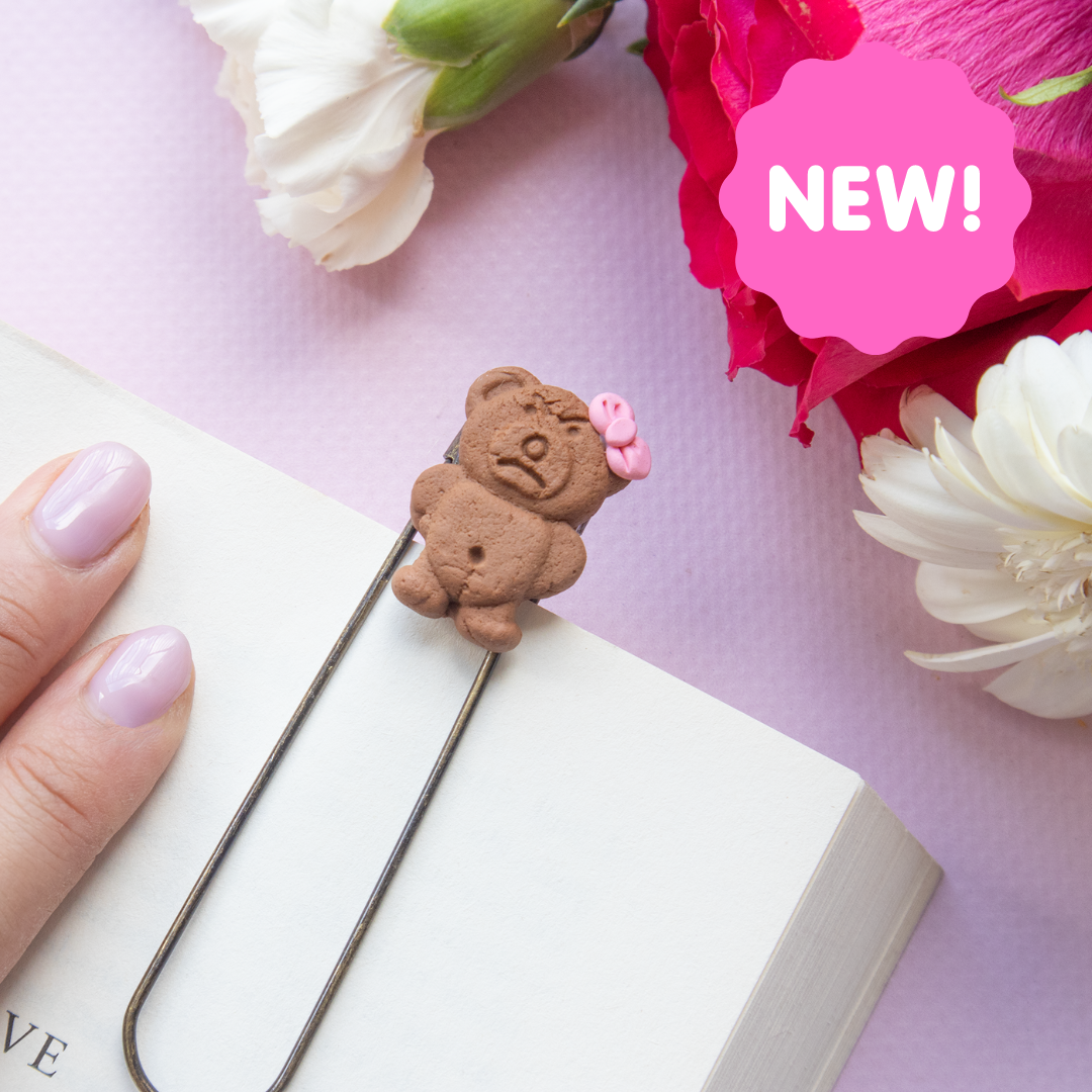 Grumpy Teddy BOOK MARK with bow - NEW! – thefoodimpostor
